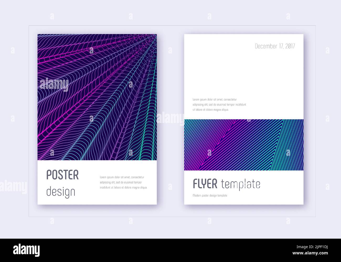 Minimalistic cover design template set. Neon abstract lines on dark ...
