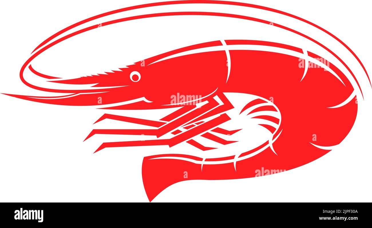 Shrimp shellfish crustaceans isolated red prawn. Vector seafood ...