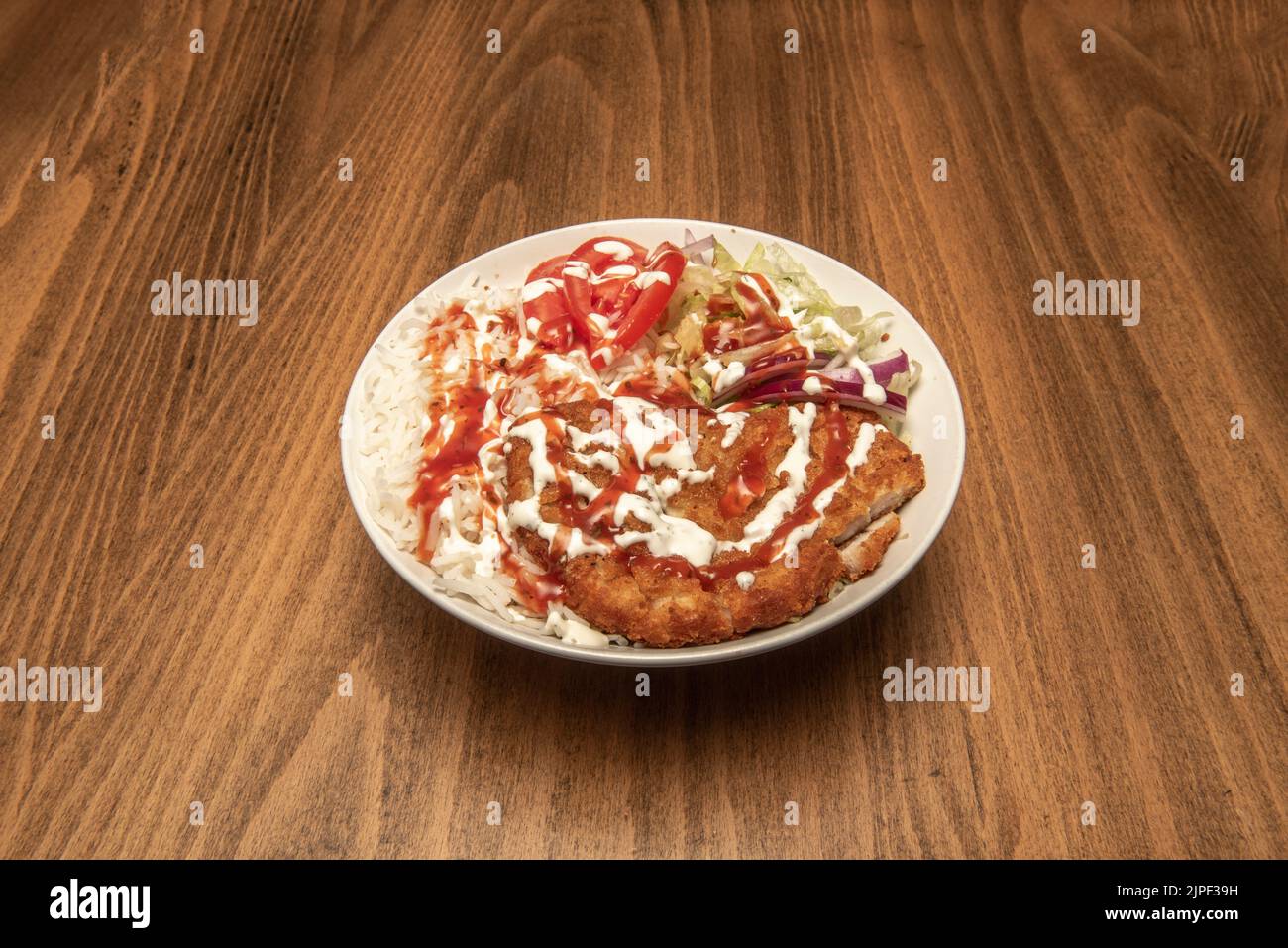 White rice with chicken pepper sauce hi-res stock photography and ...