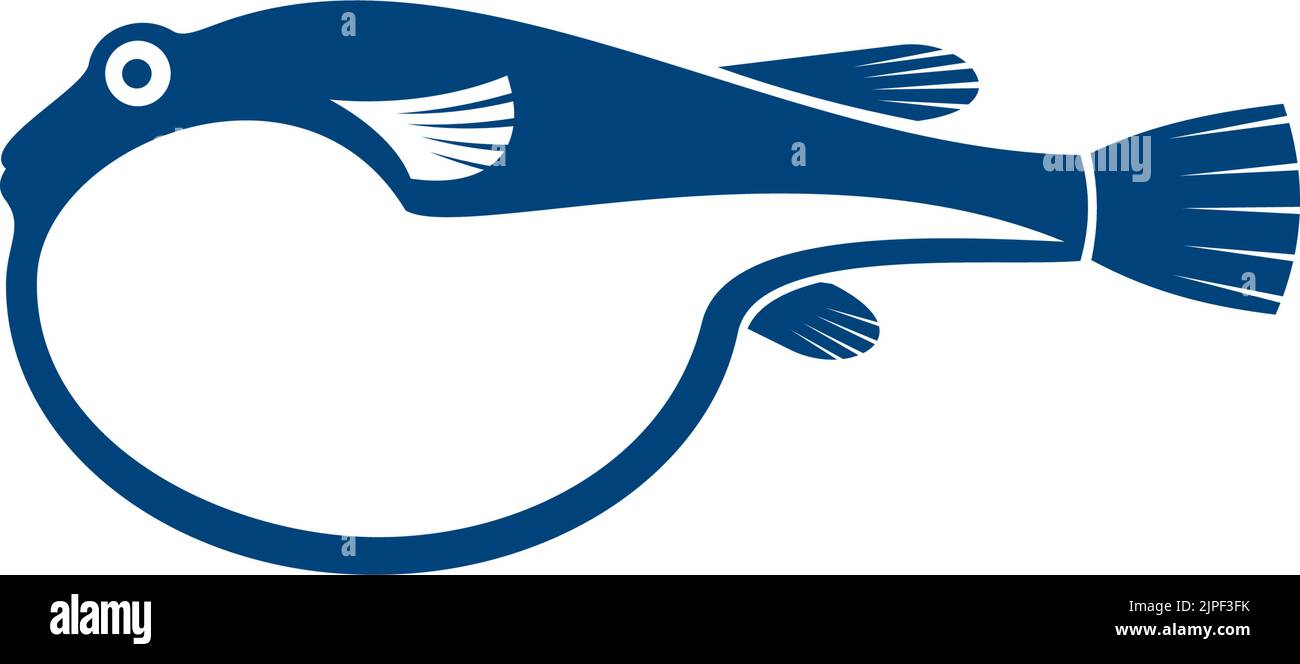 Purrerfish isolated Japanese fugu fish. Vector poisonous blue fish with ...