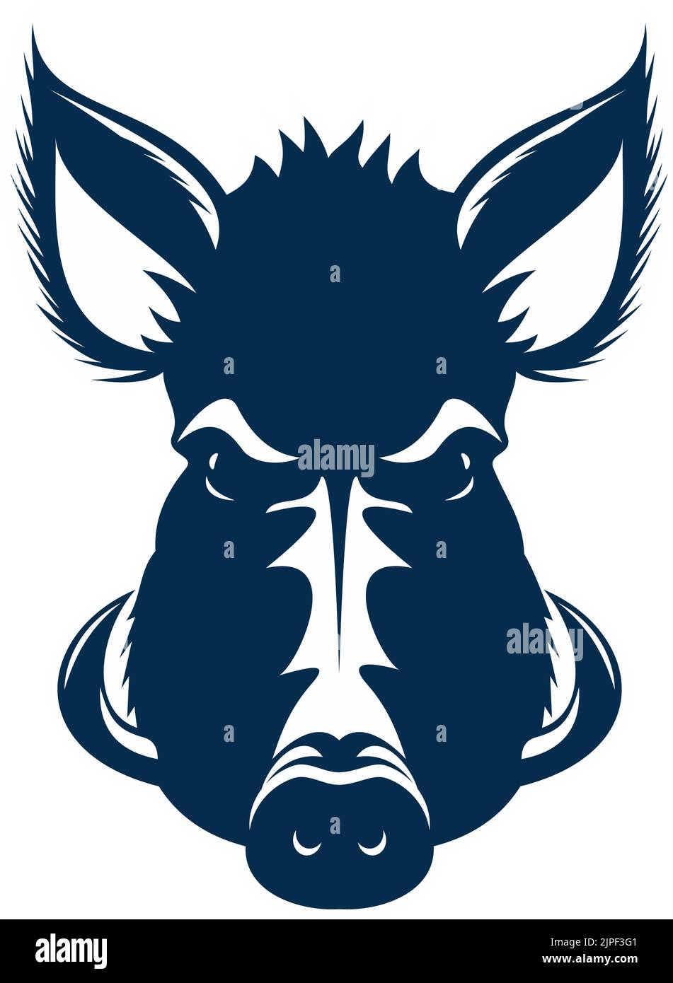 Hog boar head isolated mascot. Vector wild pig or swine, warthog with ...