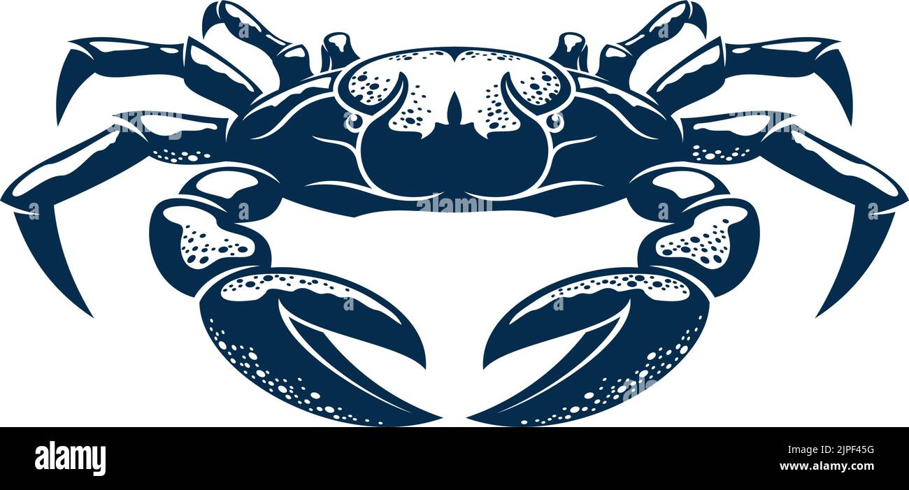 Crab isolated underwater animal monochrome sketch. Vector marine ...