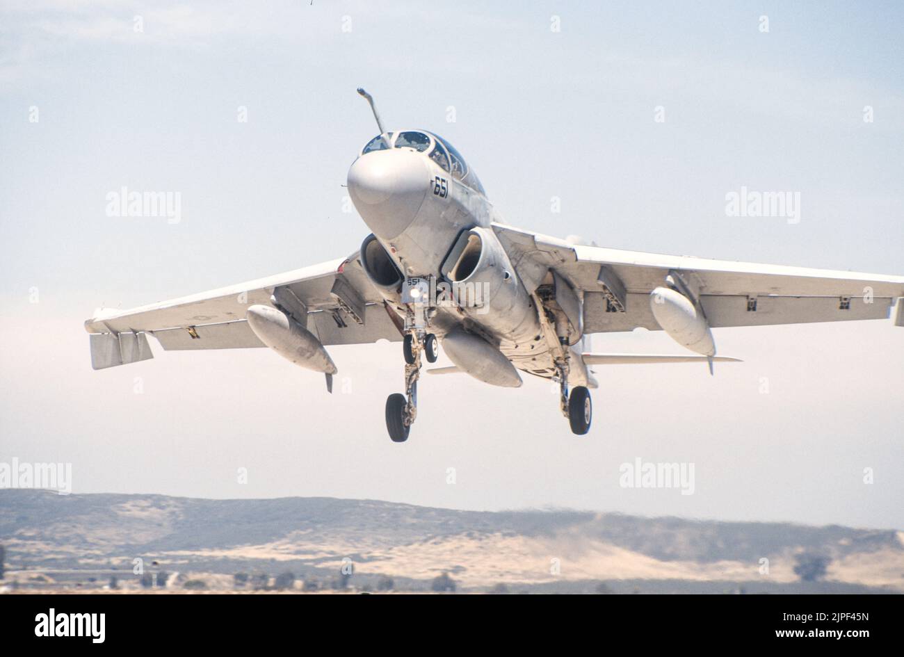 Grumman EA-6B Prowler on final for landing at NAS Miramar, in San Diego ...