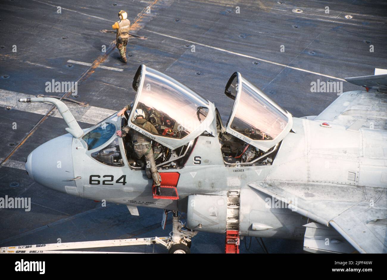 Grumman EA-6B Prowler on aircraft carrier deck Stock Photo - Alamy