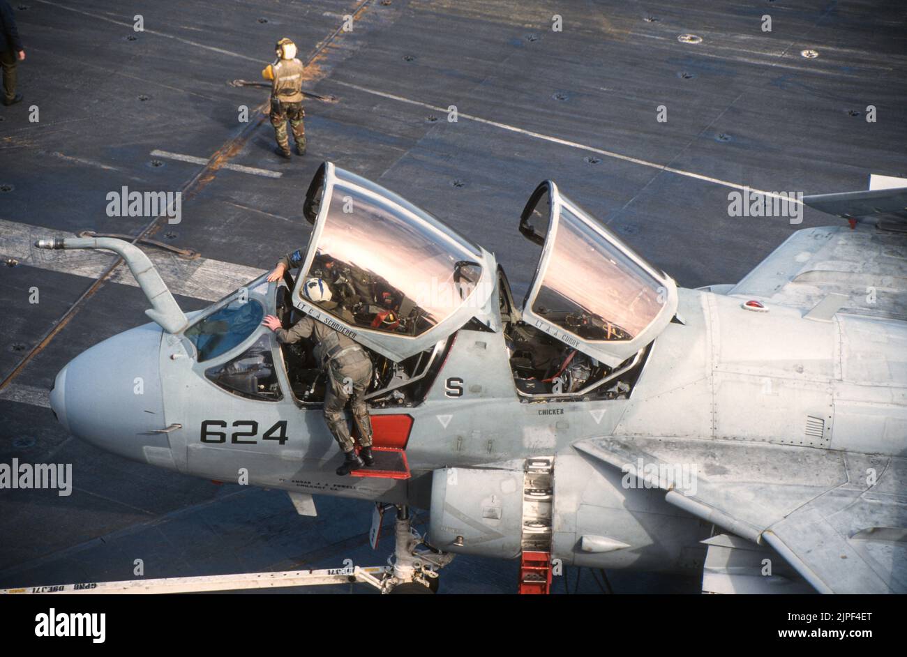 Grumman EA-6B Prowler on aircraft carrier deck Stock Photo - Alamy