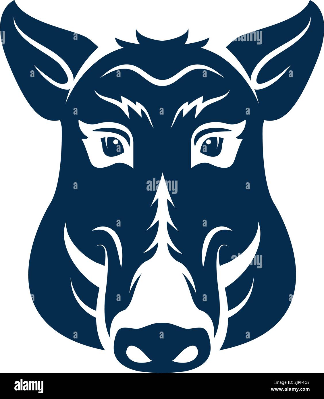 Pig Tusk Tattoos Wild Boar Head Isolated Hunting Mascot. Vector Pig