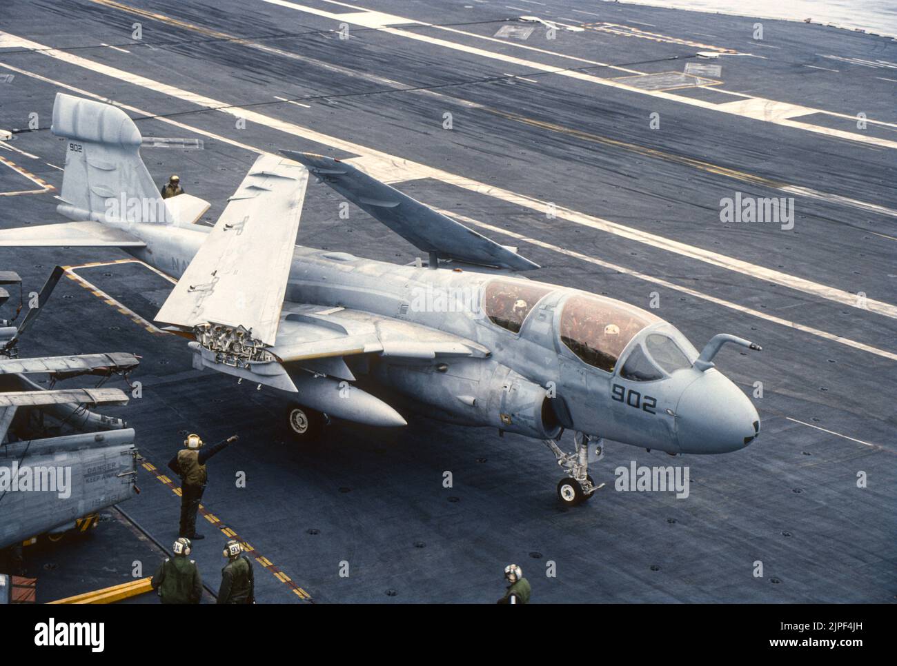 Grumman EA-6B Prowler on aircraft carrier deck Stock Photo - Alamy
