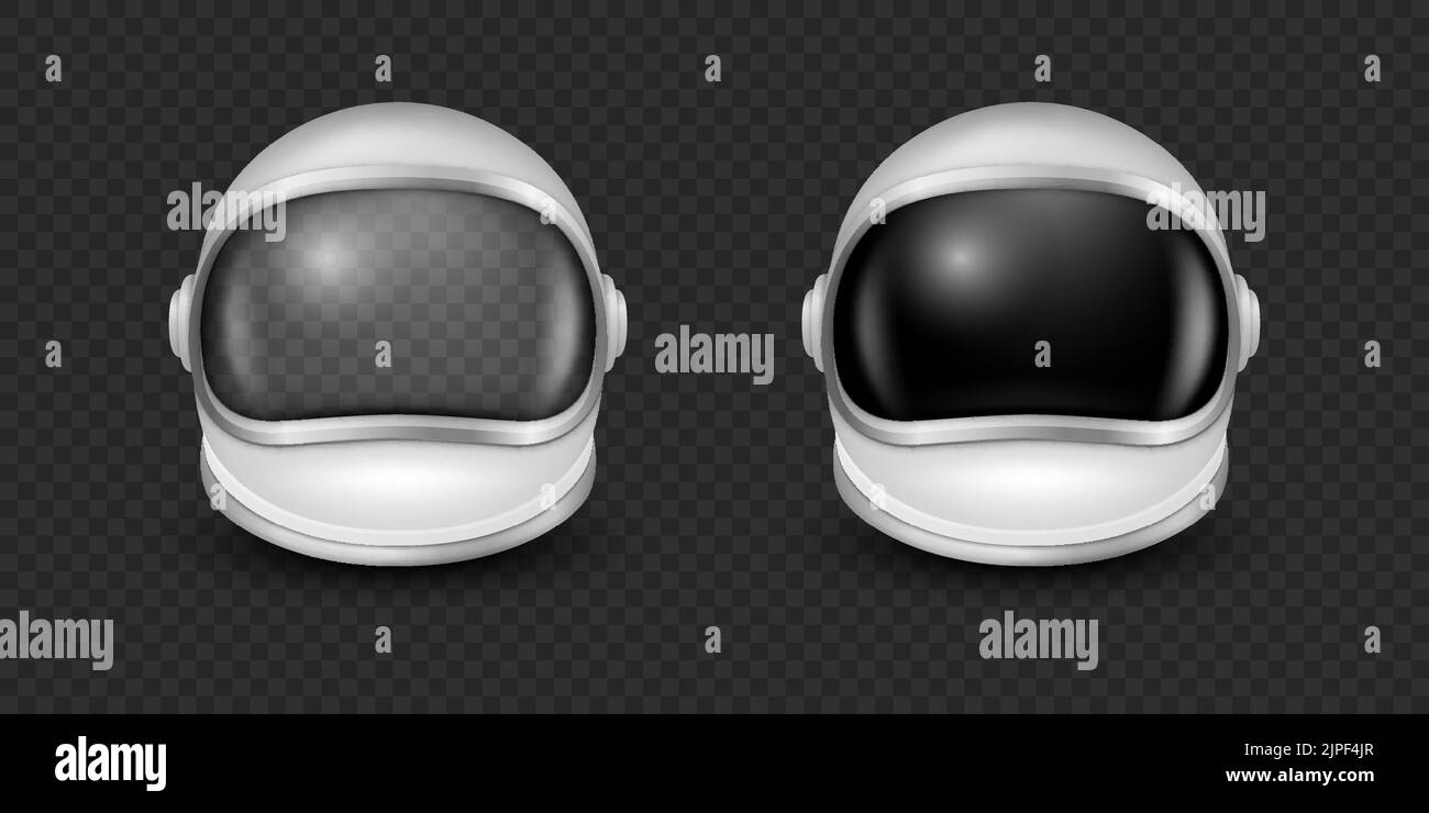 Vector 3d Realistic Astronaut Helmets, Cosmonaut Mask with Transparent ...