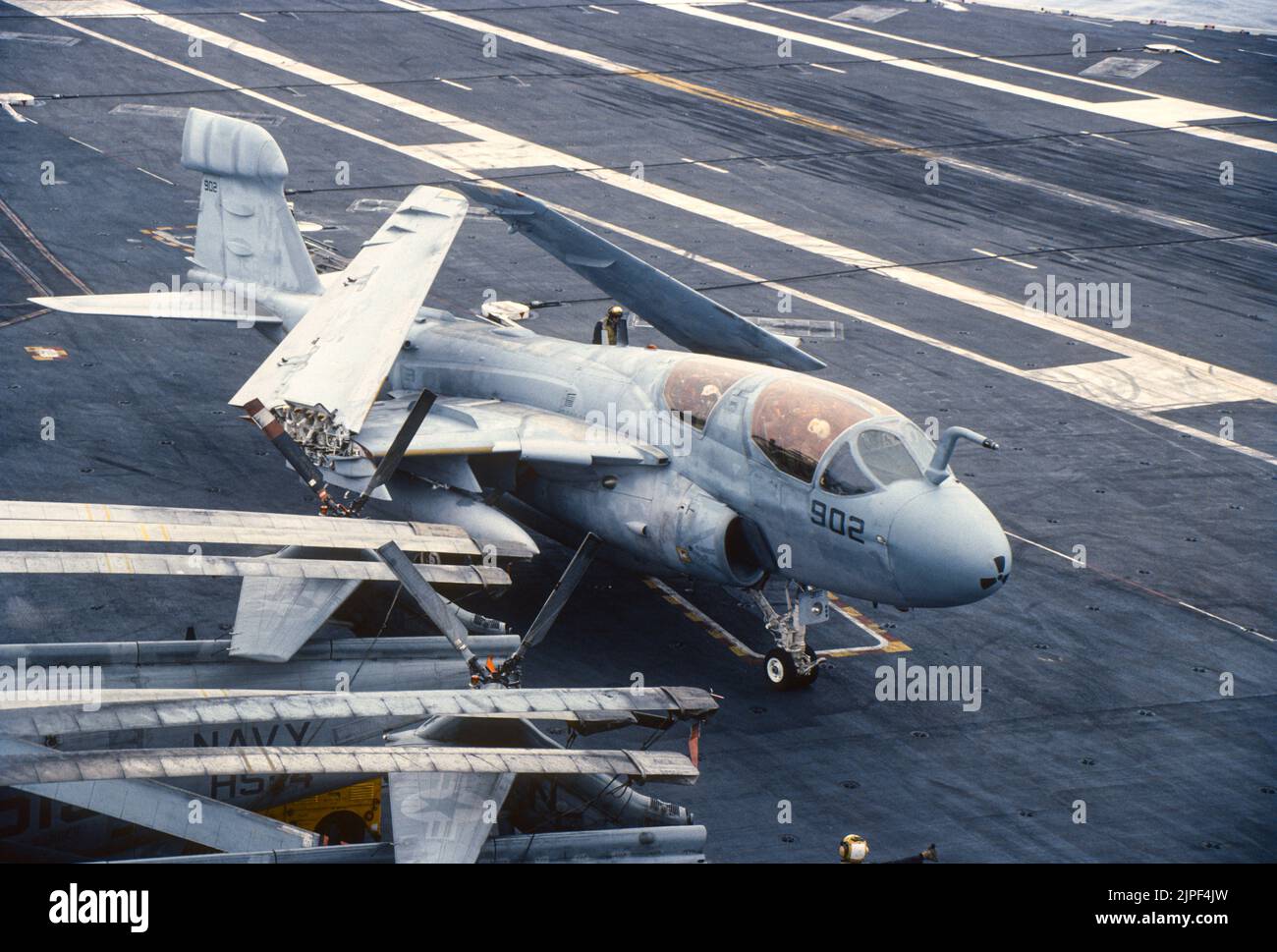Grumman EA-6B Prowler on aircraft carrier deck Stock Photo - Alamy