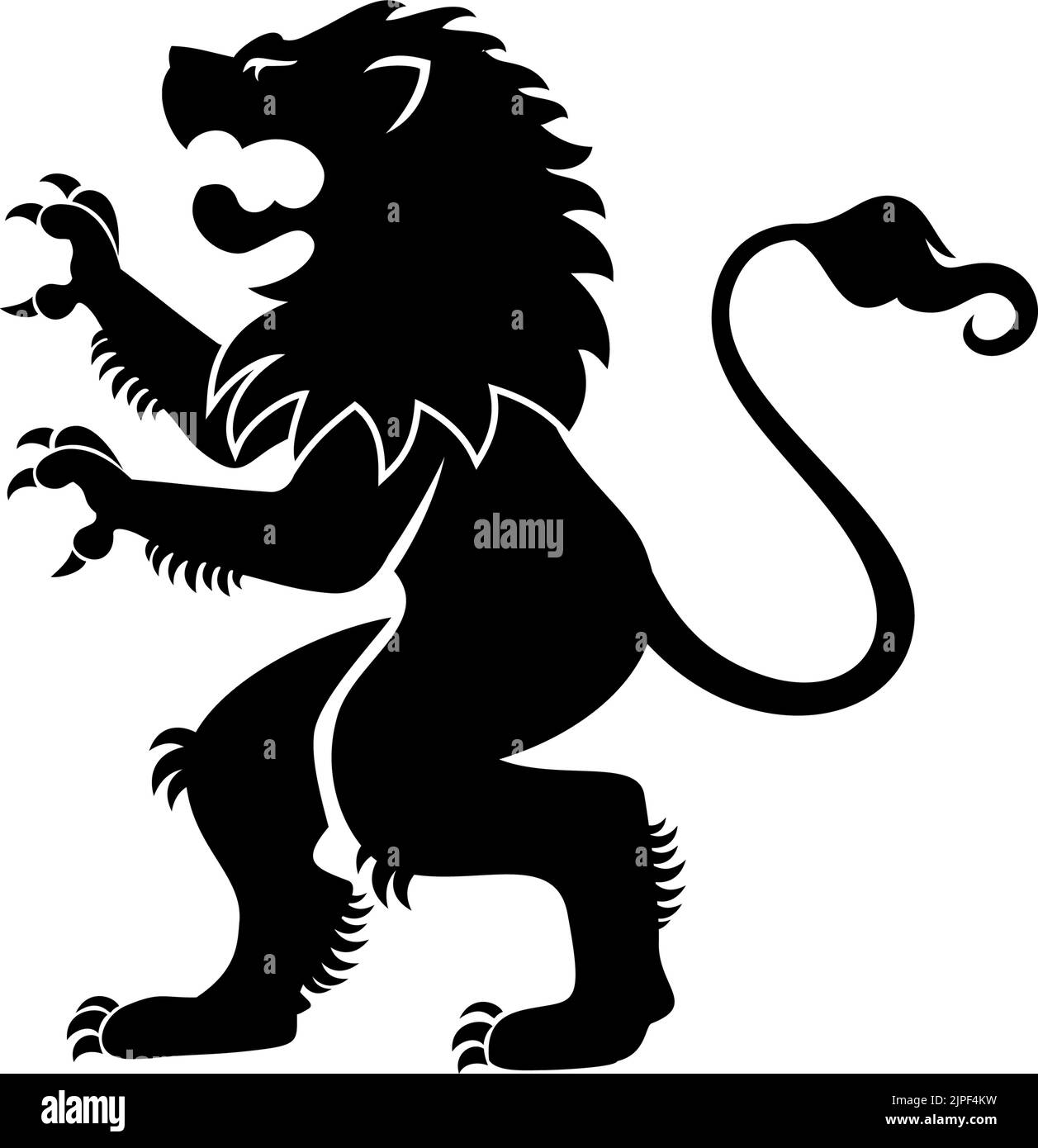 Heraldic lion rearing icon. Vector royal heraldry symbol of gothic ...
