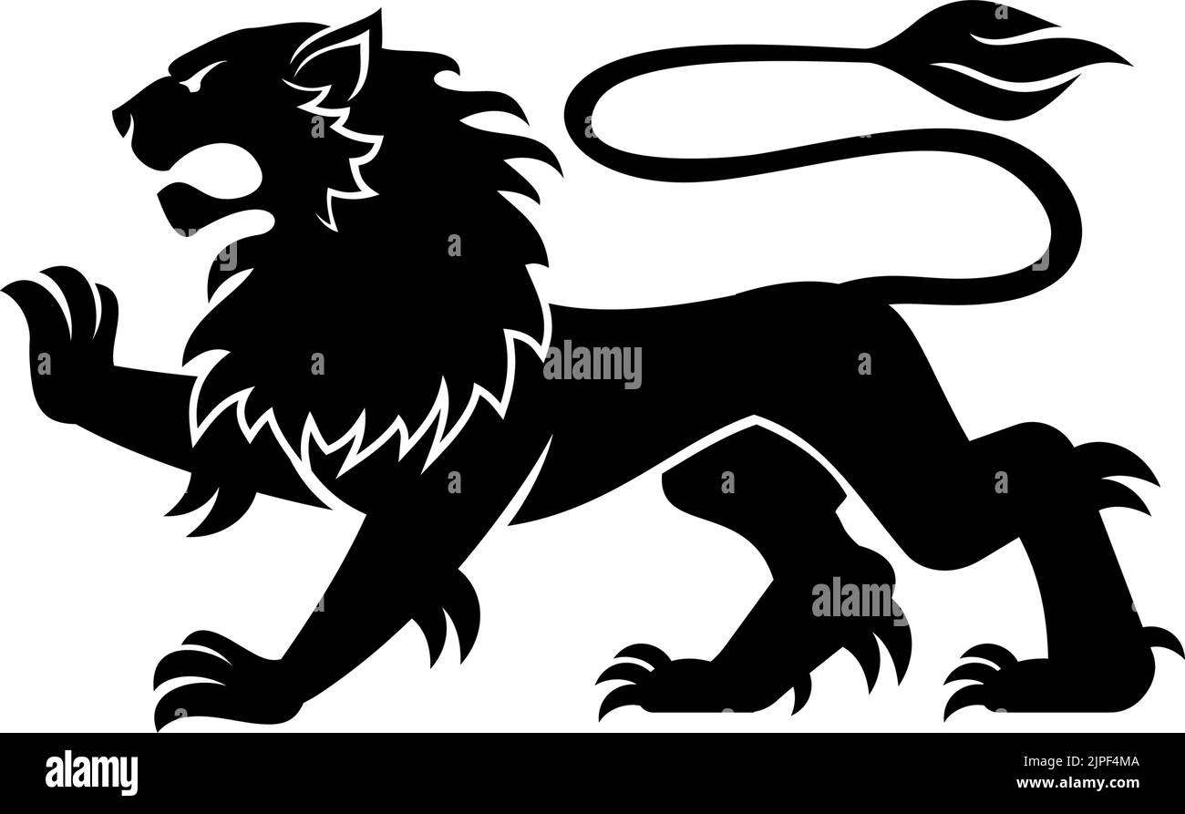 Heraldic lion rampant animal icon. Vector royal heraldry symbol of lion ...