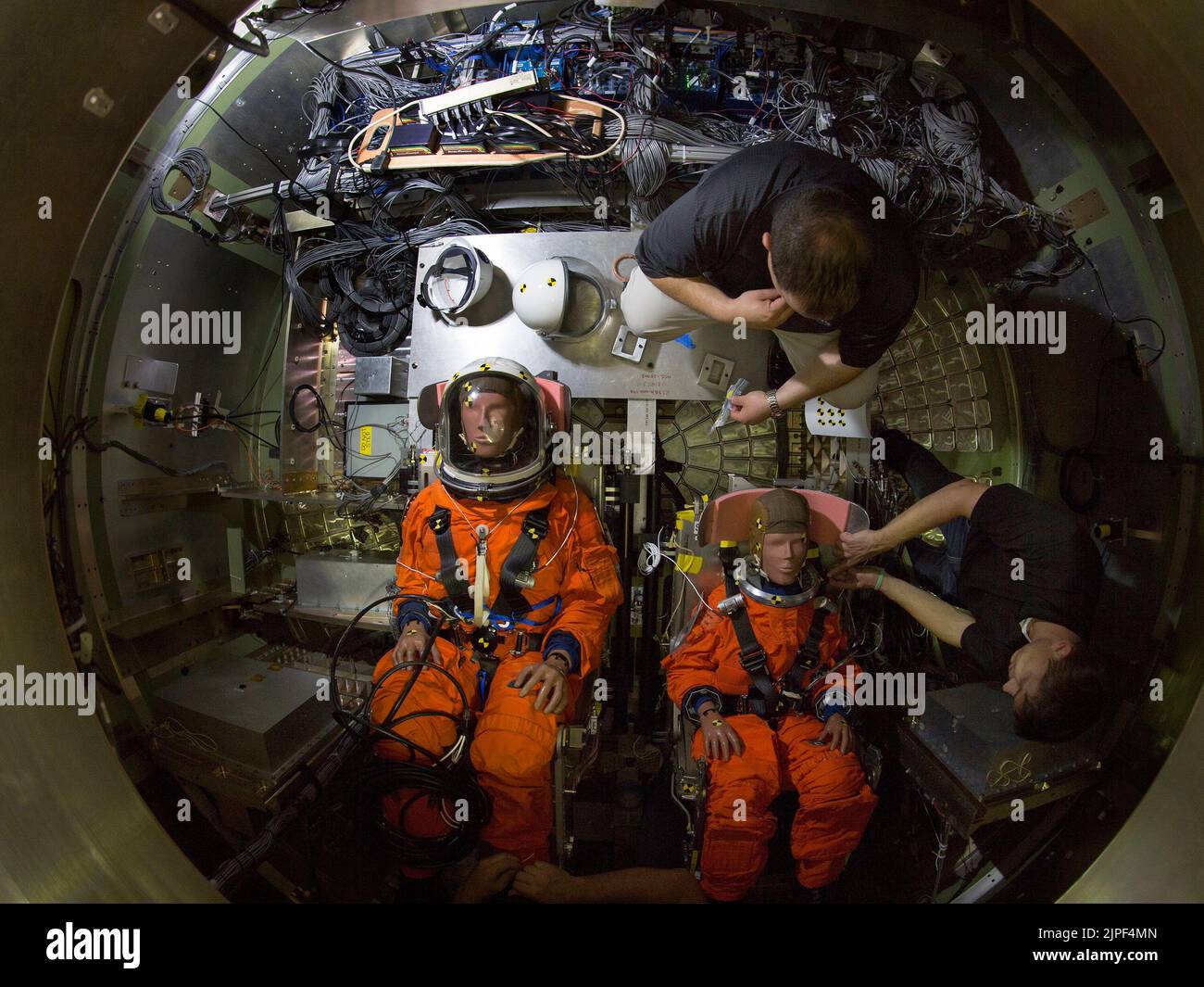 Usa. 6th May, 2016. Orion Test Dummies suit up for next drop test ...