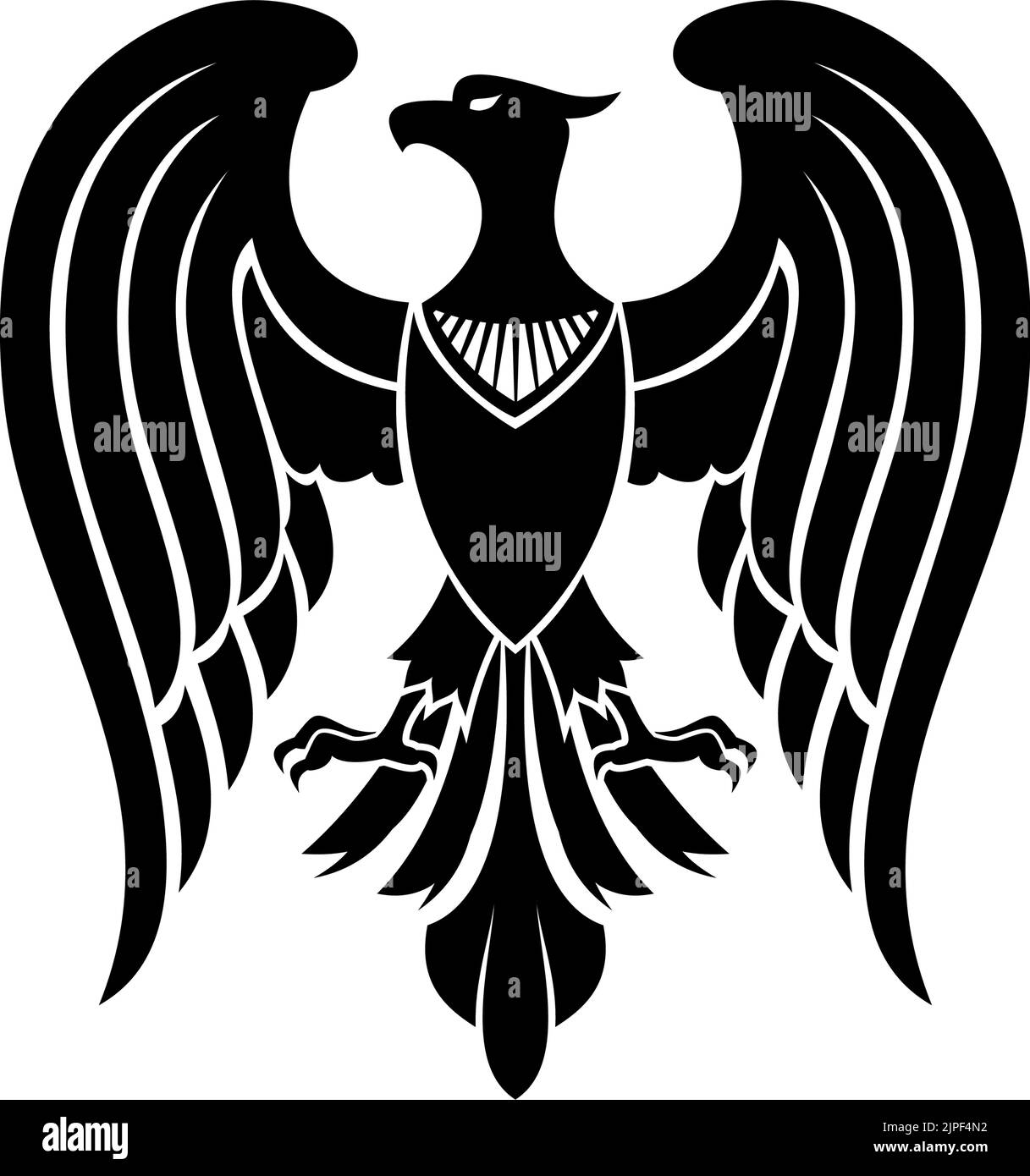 Heraldic eagle, falcon or hawk icon. Vector royal heraldry bird wings ...