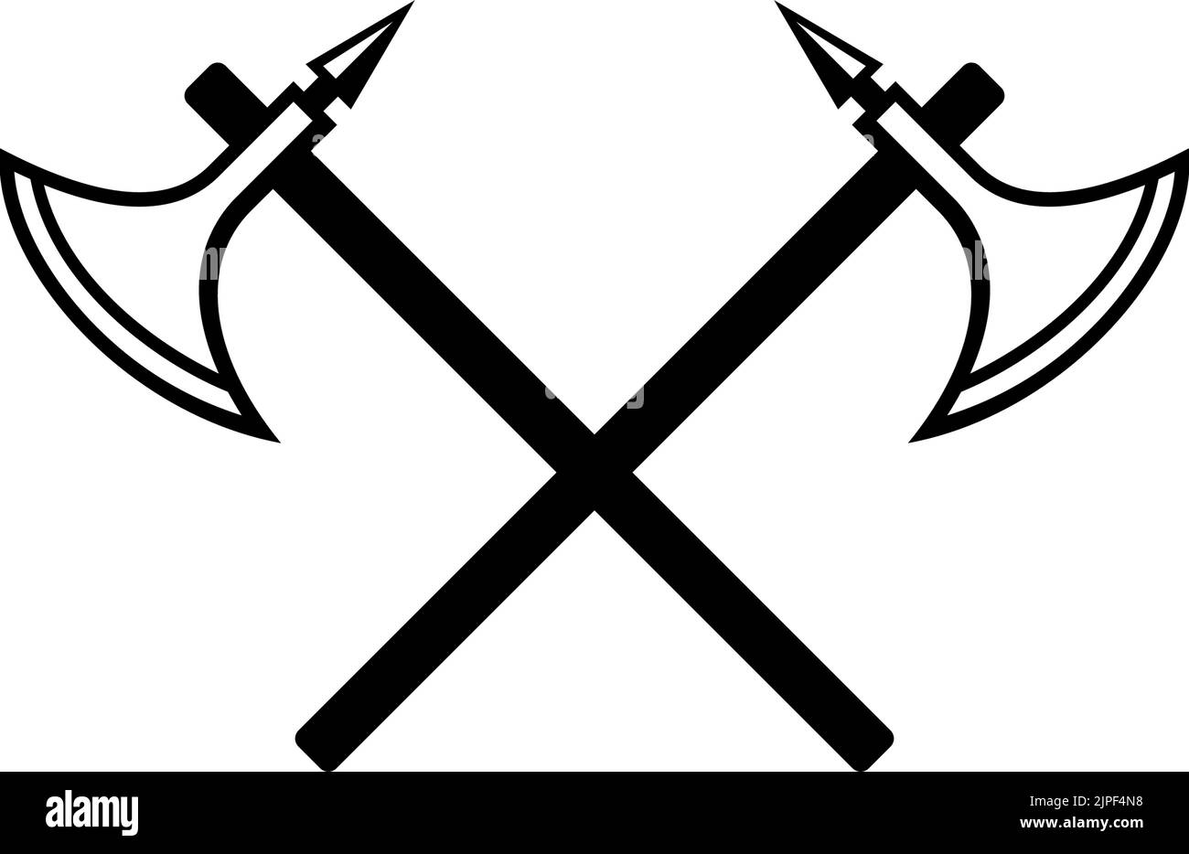 Heraldic crossed poleaxe, royal vector emblem. Isolated pollaxe, gothic ...