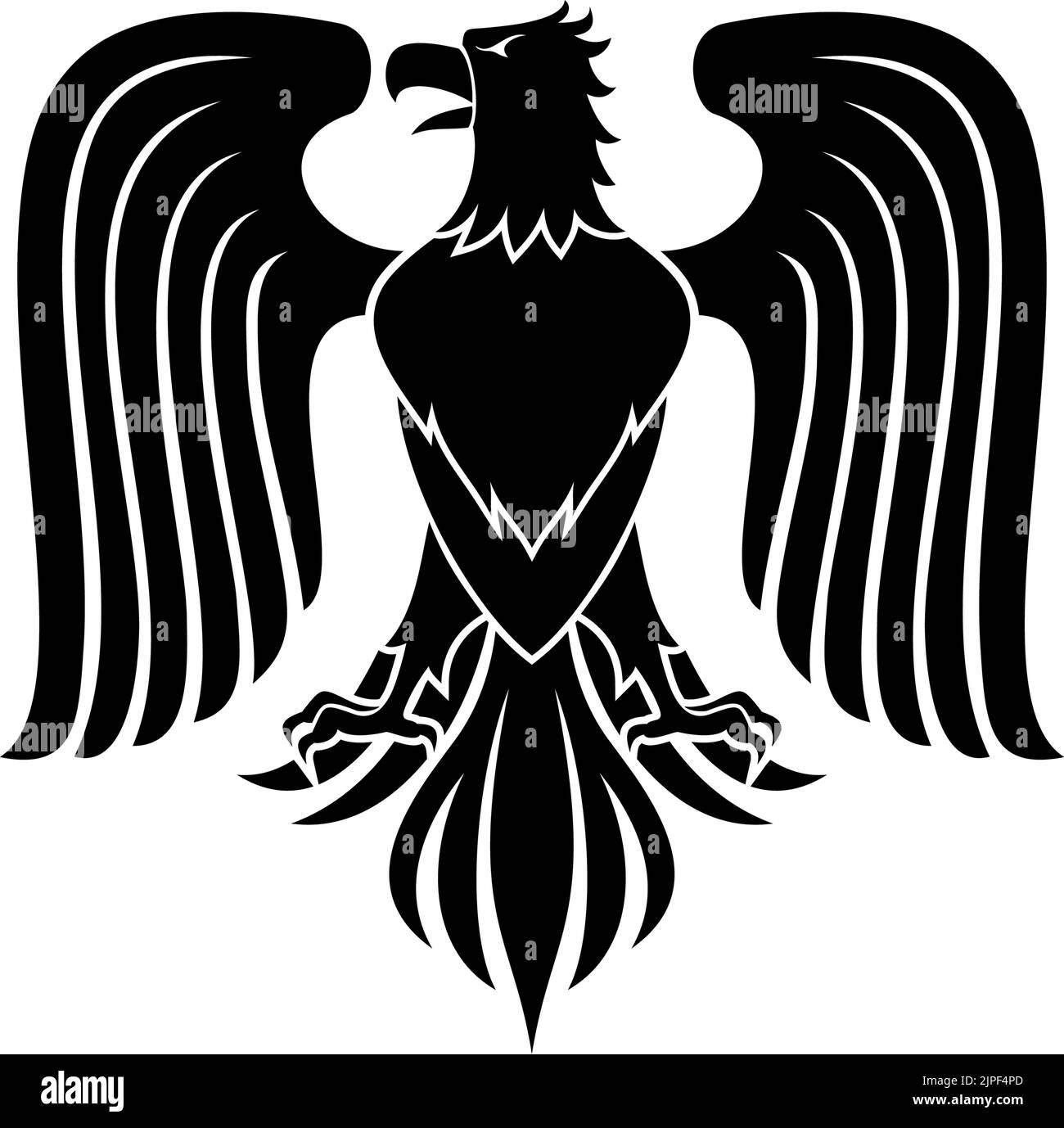 Heraldic eagle bird vector icon. Royal heraldry gothic falcon or ...