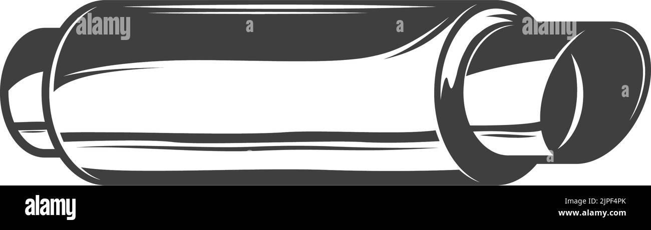 Muffle of car exhaust pipe. Vector isolated modern vehicle muffler part ...