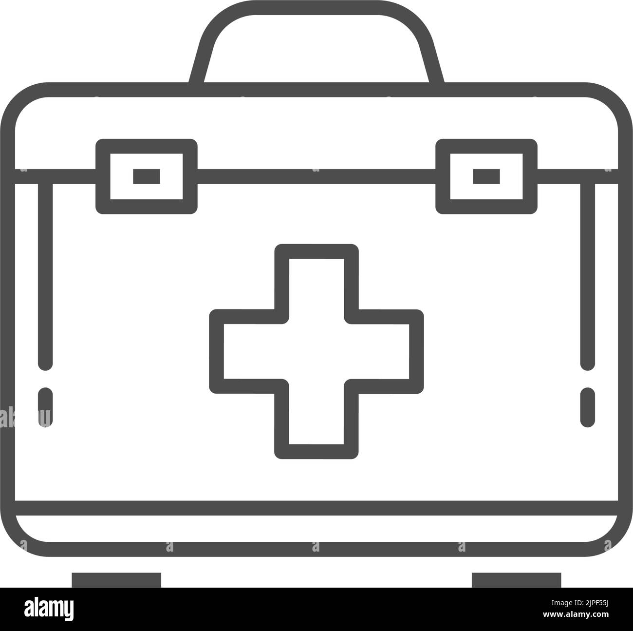 Medical first aid kit isolated line art icon. Vector doctor case with ...