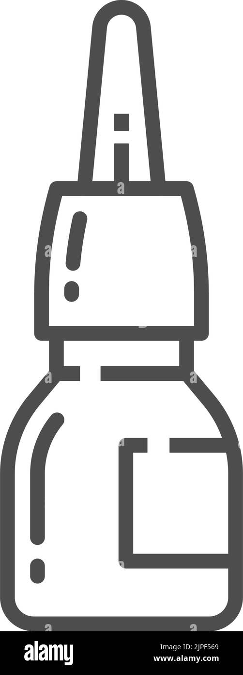 Nasal or eye drops isolated line art icon. Vector container with fluids ...