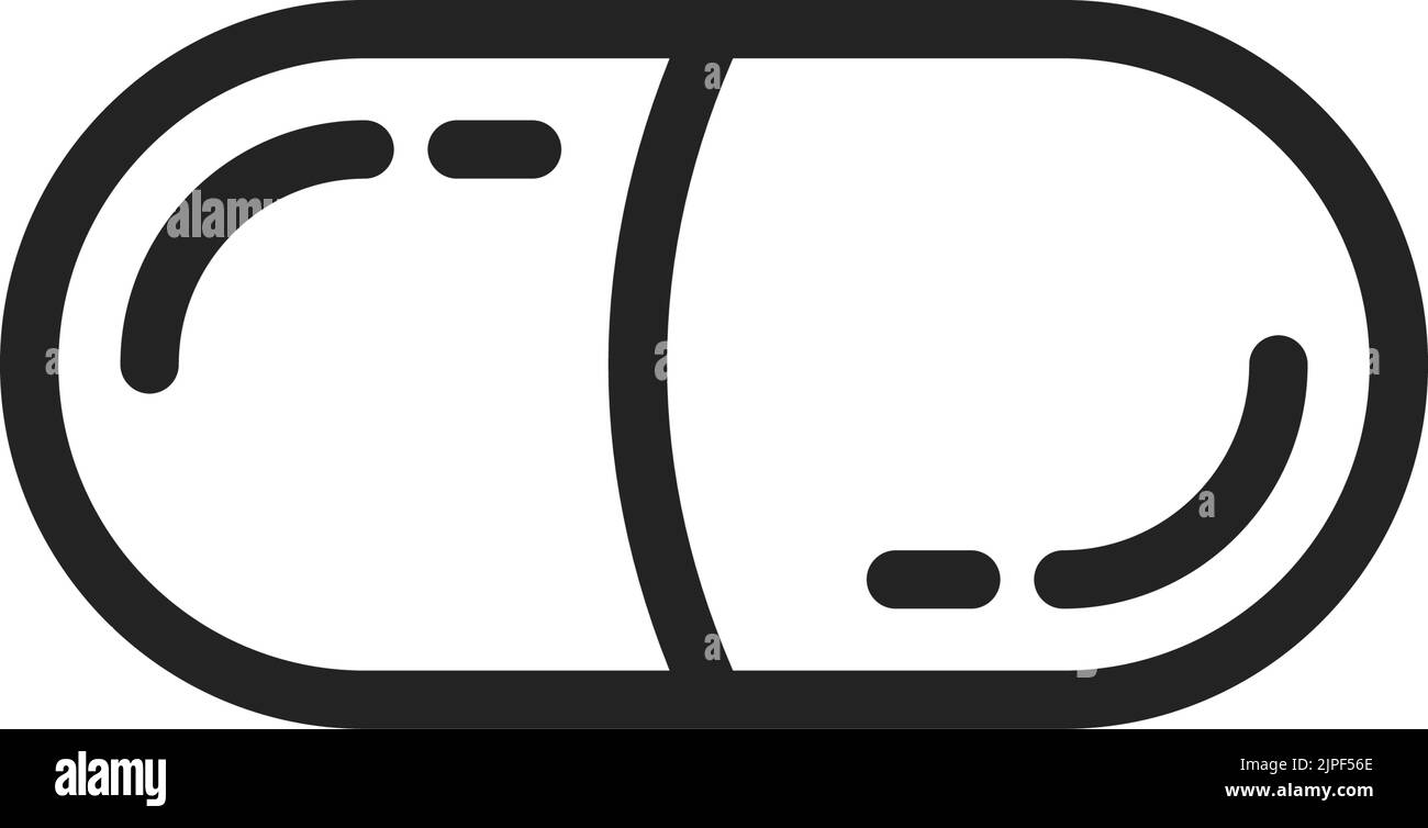 Painkiller or antibiotics isolated capsule outline icon. Vector medical ...