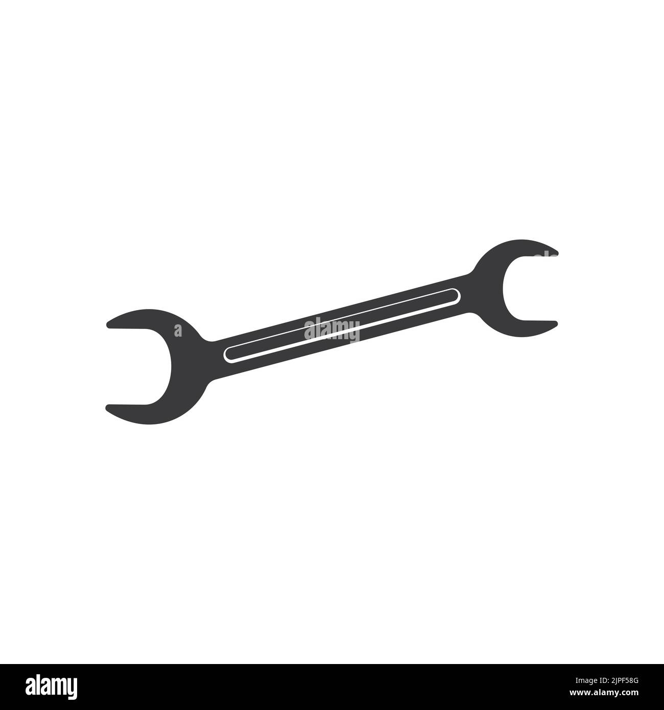 Hand tool spanner isolated adjustable wrench icon. Vector mechanic or ...
