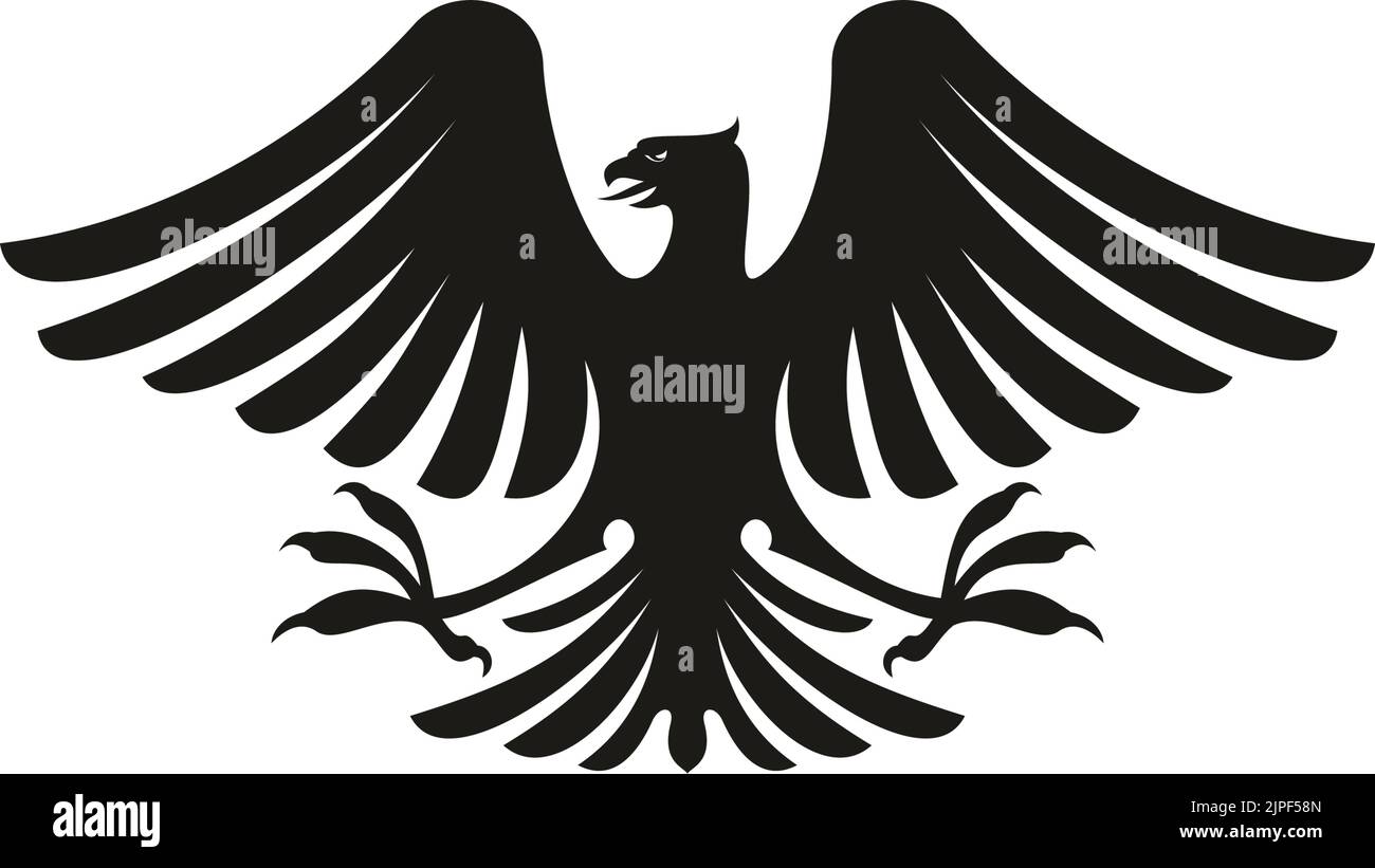 Black eagle heraldry symbol isolated bird mascot. Vector black hawk ...