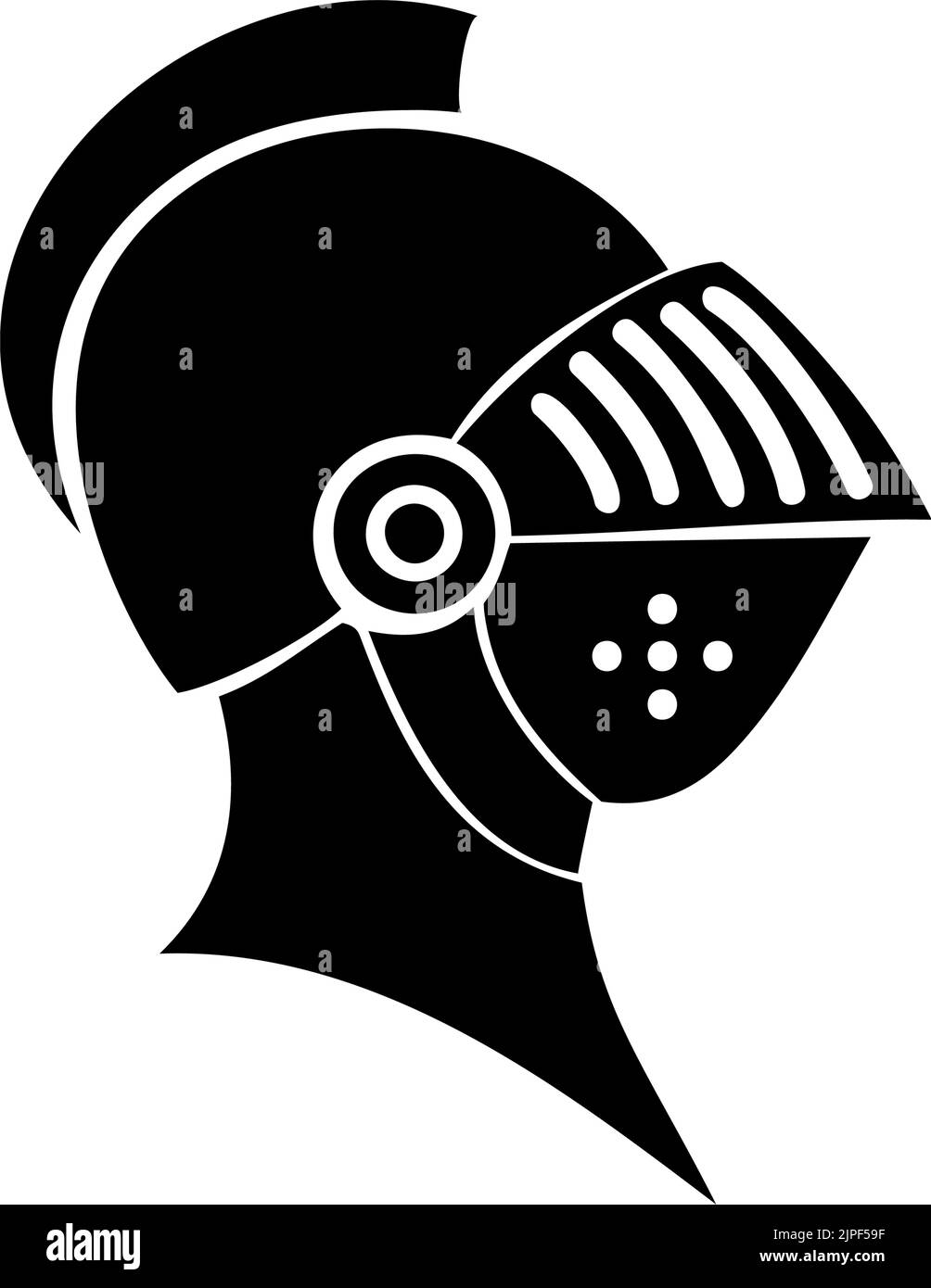 Medieval knight head icon isolated silhouette. Vector helmet profile ...