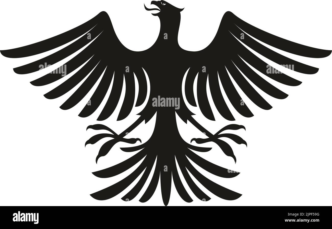 Black eagle heraldry symbol isolated bird mascot. Vector black hawk ...
