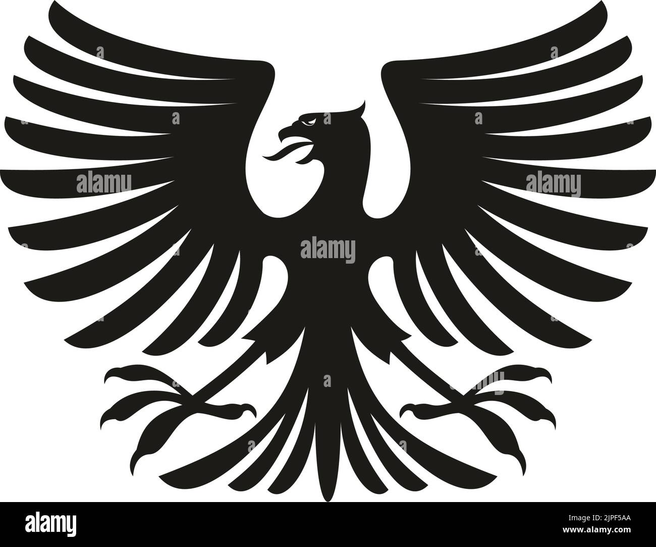 Black eagle heraldry symbol isolated bird mascot. Vector black hawk ...