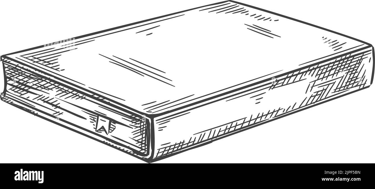 Closed book isolated textbook in hardcover, hand drawn sketch. Vector ...