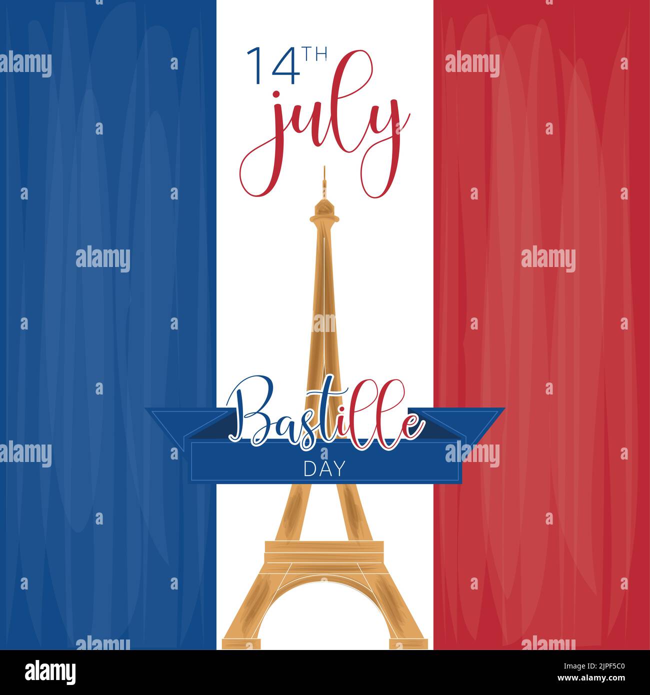 Flag of France with the eiffel tower landmark Bastille day poster ...