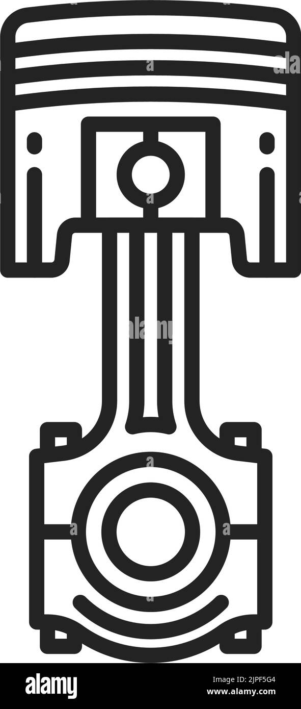 Engine piston vector line icon. Car engine automotive piston part ...