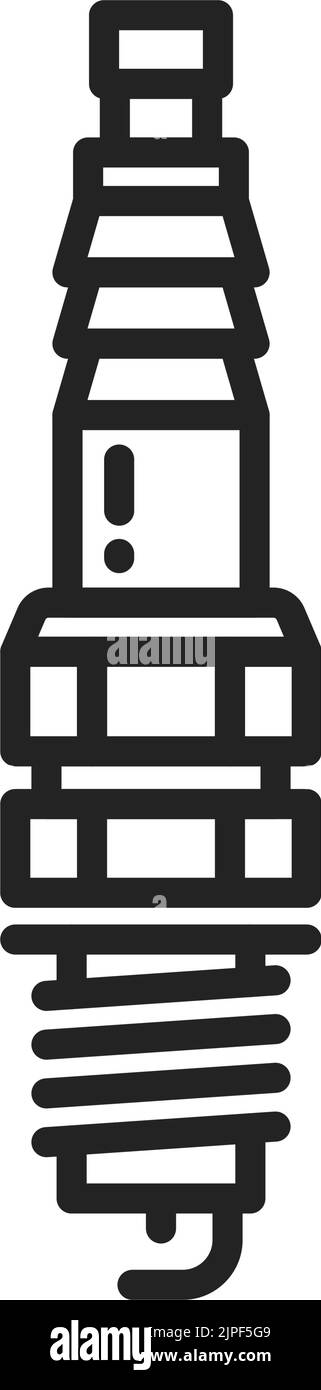 Car spark plug vector line icon. Engine ignition and automotive part ...