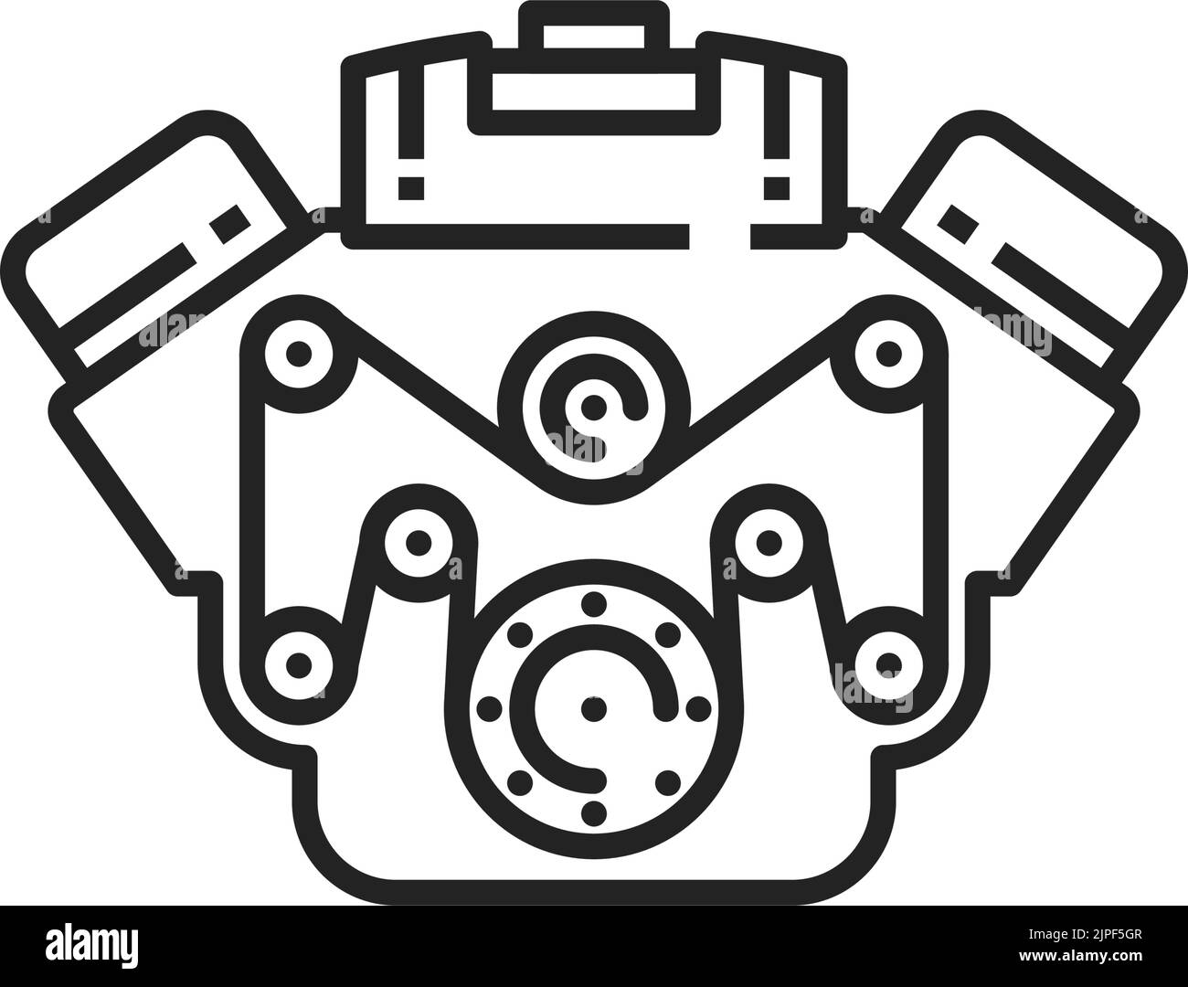 Car engine vector thin line icon. Vehicle motor and automotive engine ...