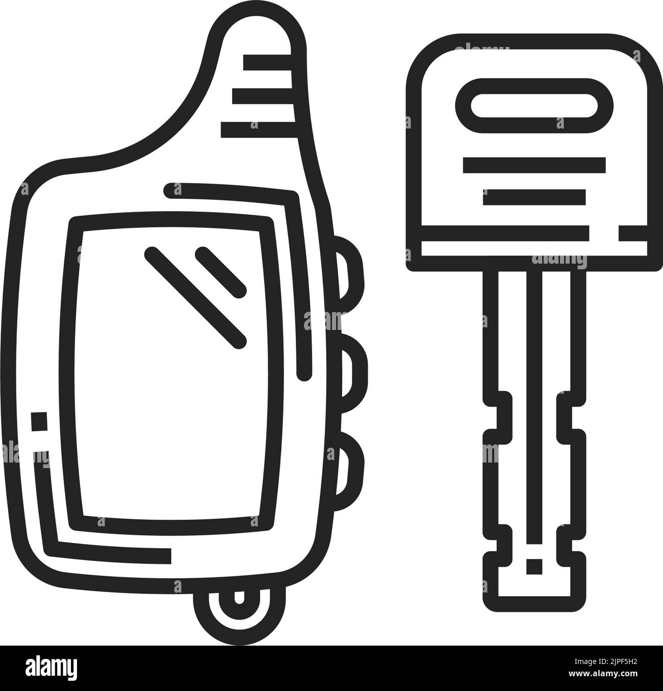Car key remote, vector line icons. Car alarm system remote control and key sign Stock Vector ...