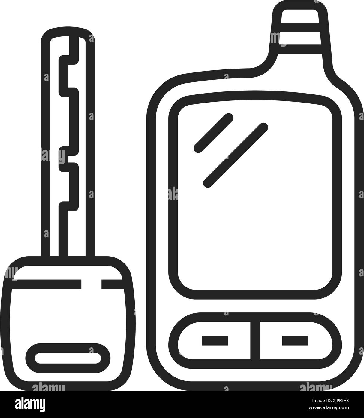Car key and remote control, vector line icons. Vehicle alarm system ...