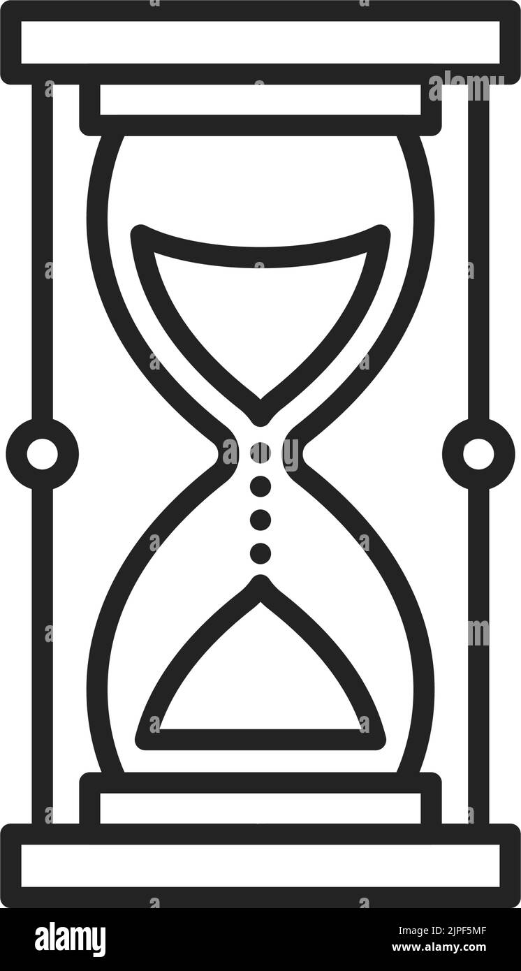 Sand Watch Isolated Outline Monochrome Icon Vector Vintage Hourglass