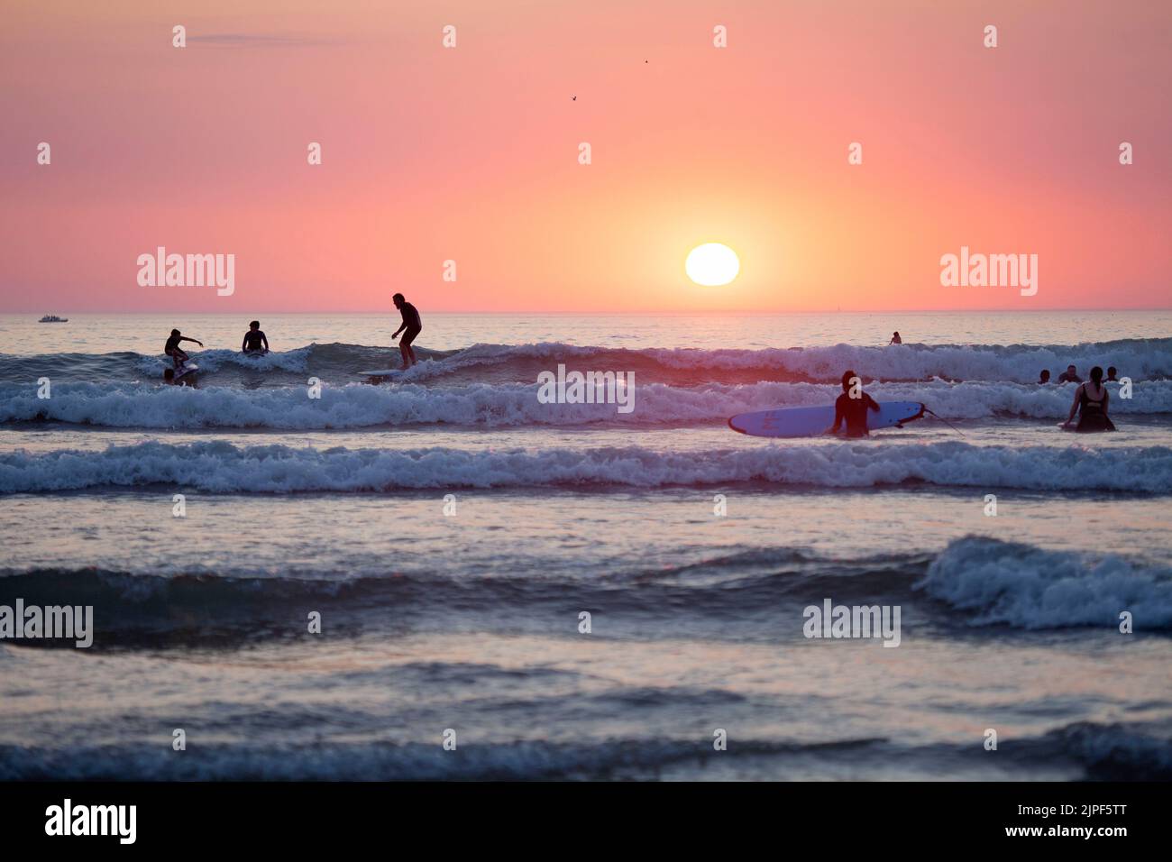 Polzeath Beach Sunset. Cornwall England Stock Photo - Alamy