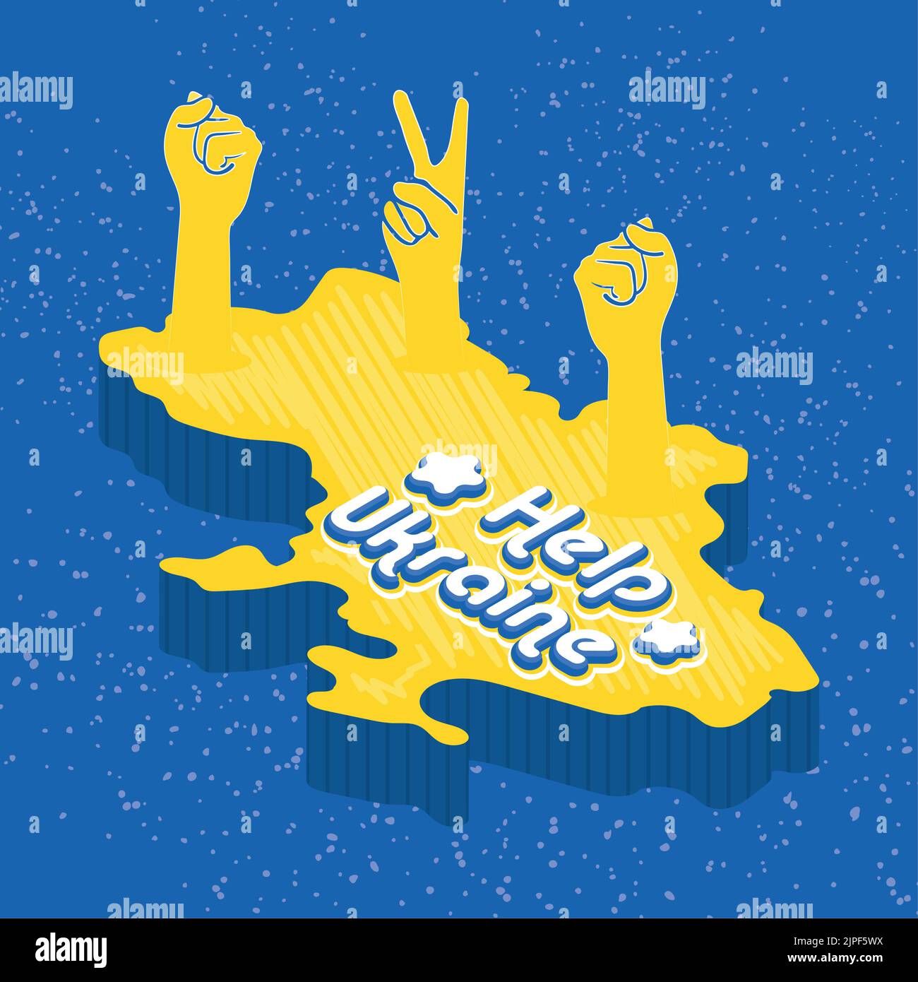 Isolated map of ukraine with different raise hand symbols Help Ukraine ...