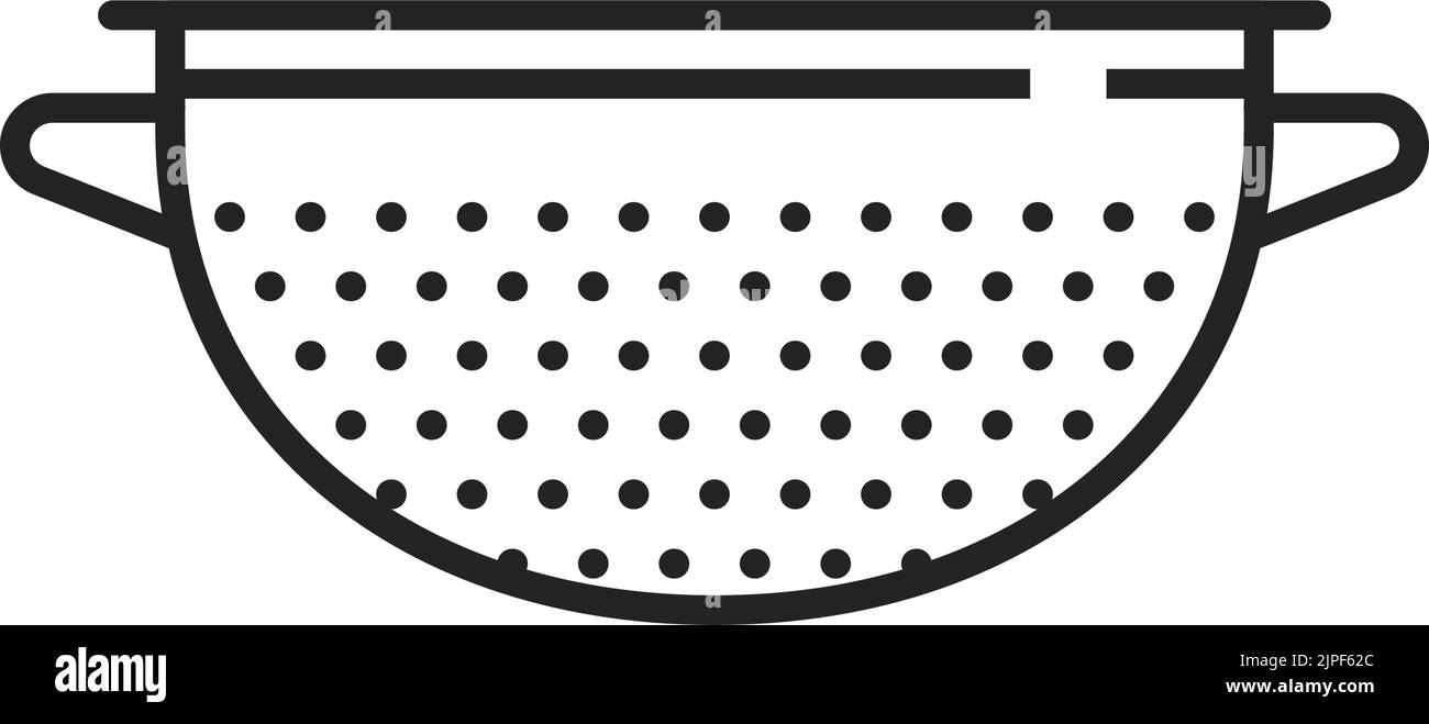 Colander vector thin line icon. Kitchen cooking utensils, food strainer ...