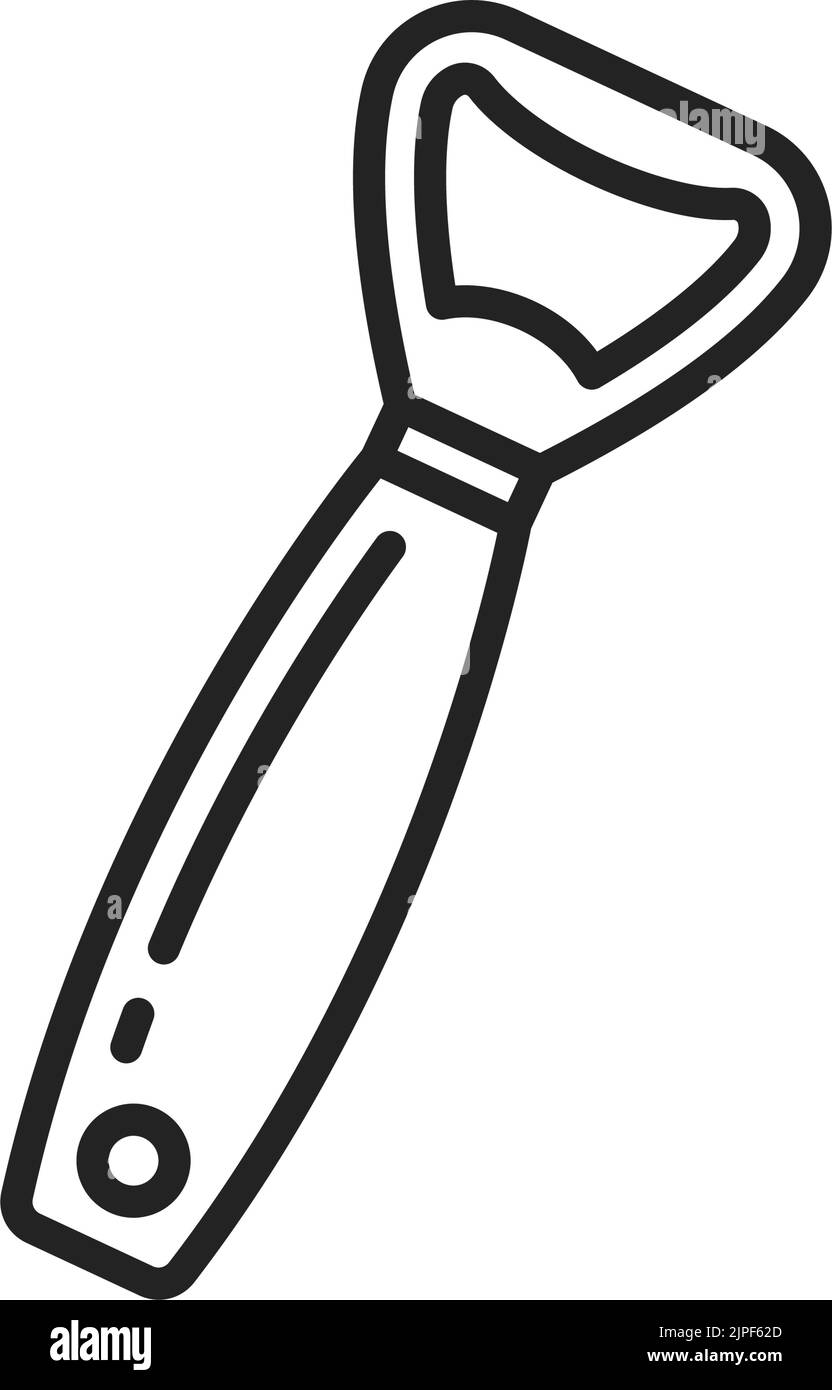 Bottle opener vector thin line icon. Kitchen tool, drink bottle caps ...