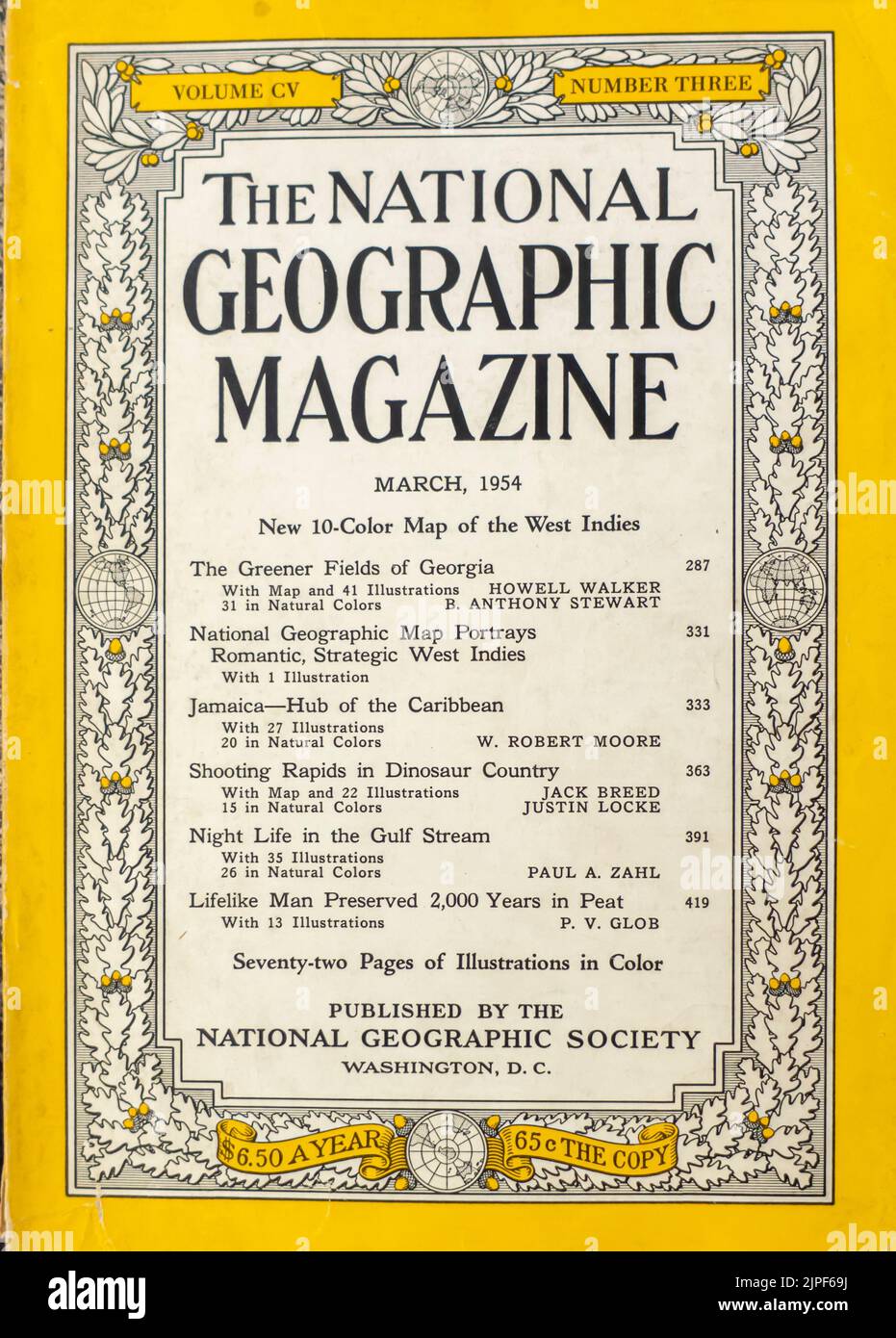 National Geographic magazine cover, March 1954 Stock Photo - Alamy