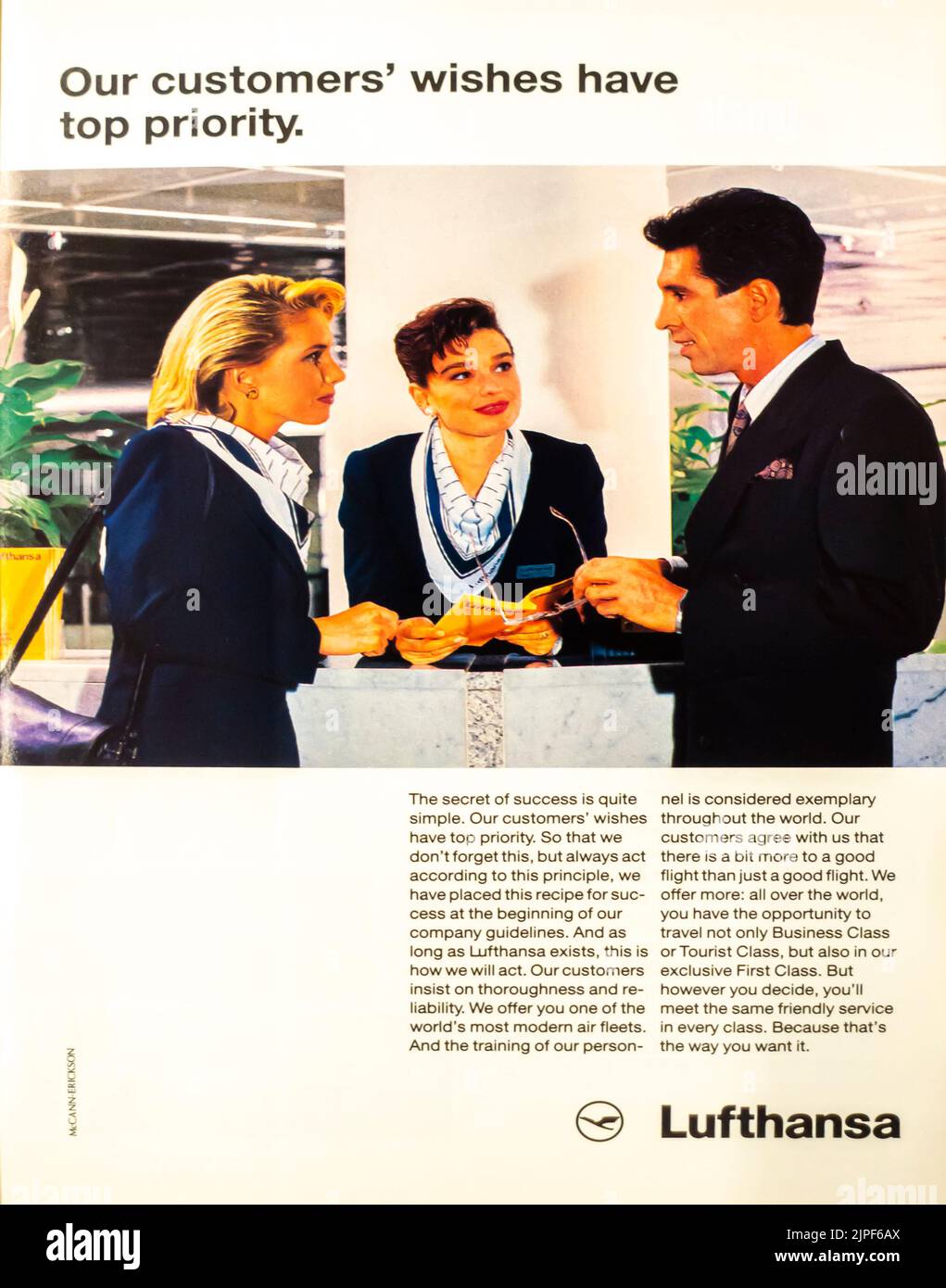 Lufthansa air carrier advertisement placed inside a NatGeo magazine ...