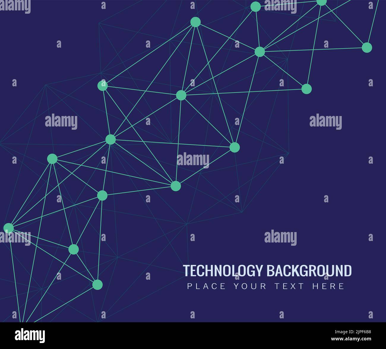 Block chain global network technology concept. Network nodes plexus dark blue background Stock ...