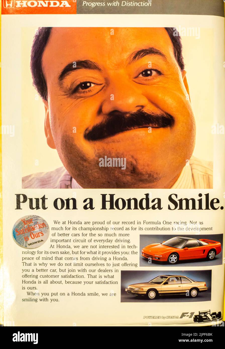 Honda smile advertisement placed inside a NatGeo magazine, 1954 Stock ...