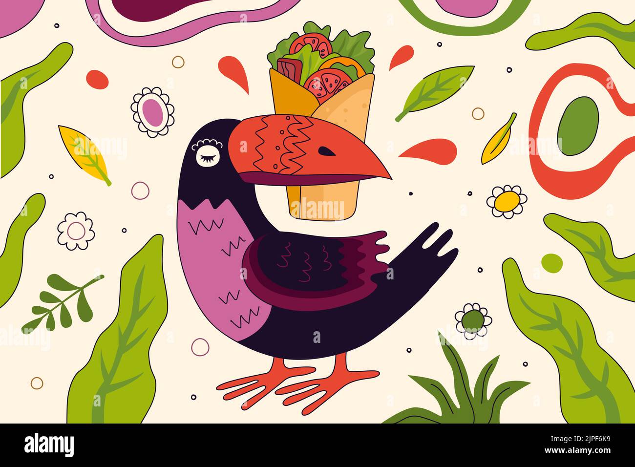 Mexican fast food burrito drawing poster design for mexico cuisine ...