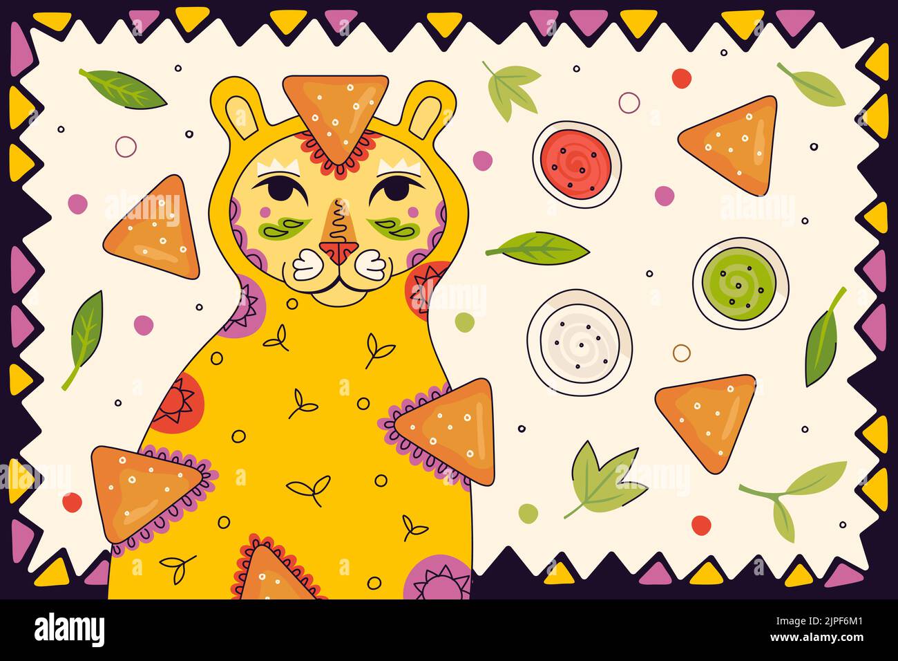 Mexican fast food nachos drawing poster for mexico cuisine restaurant ...