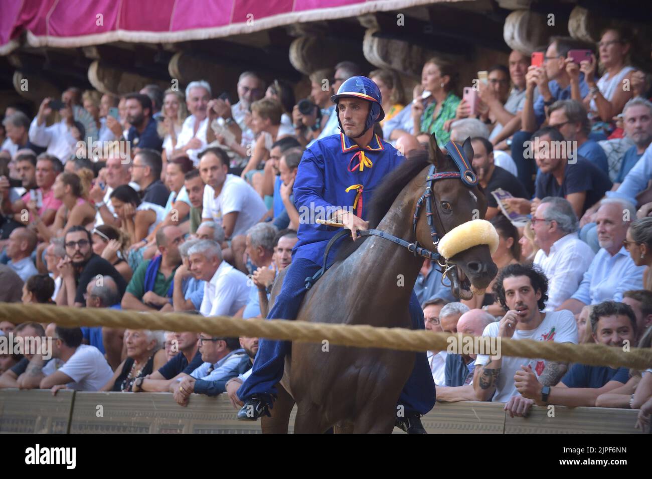Jockeys compete at the historical horse race Palio di Siena 2022 on ...