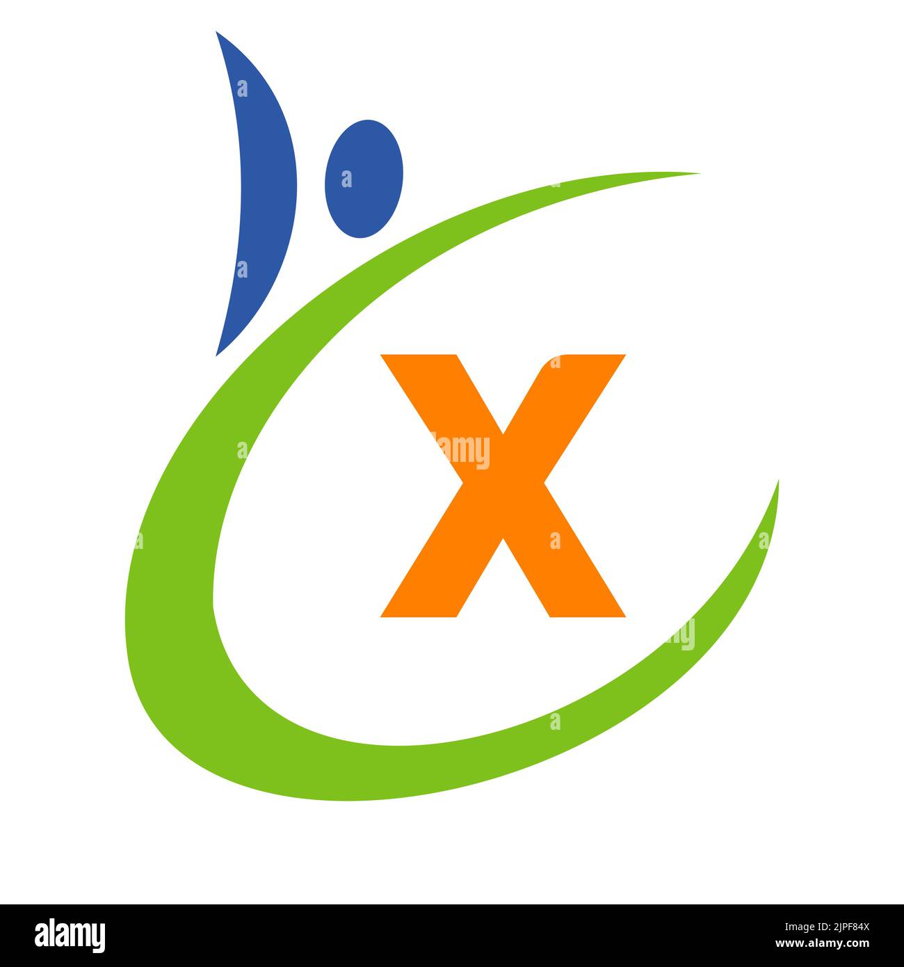Human Health Logo On Letter X. Letter X Health Care Logo. Bio Sign ...