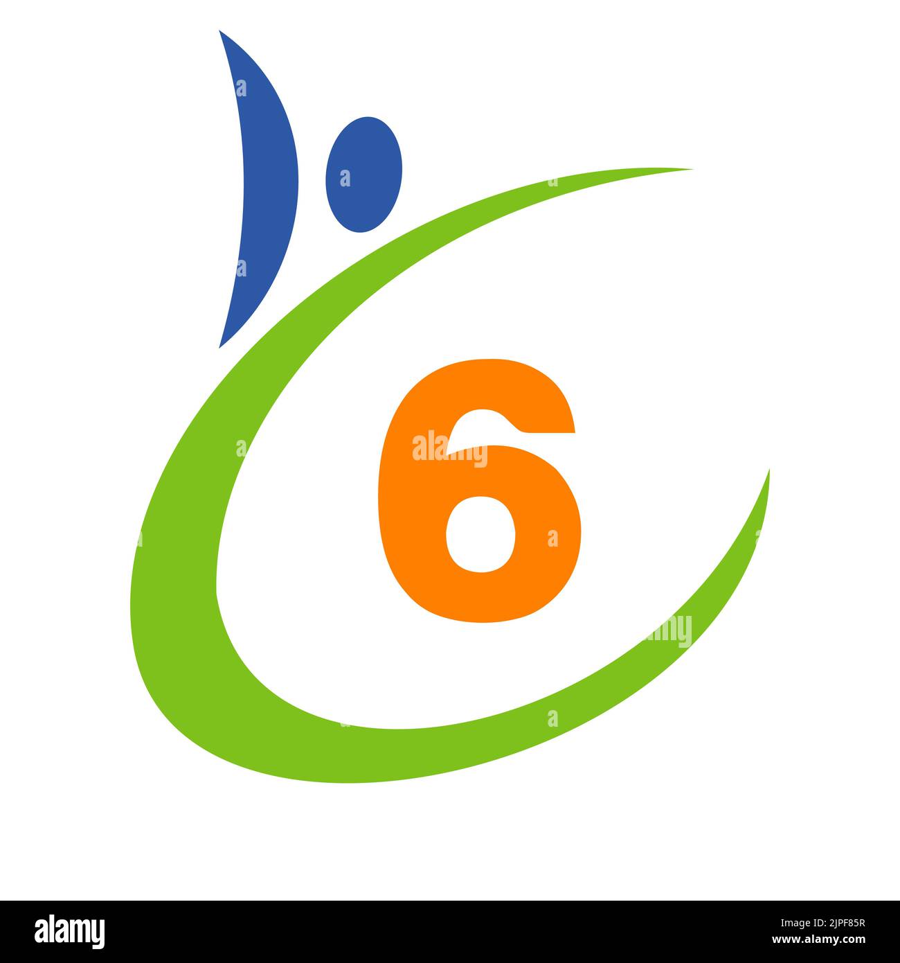 Human Health Logo On Letter 6. Letter 6 Health Care Logo. Bio Sign ...