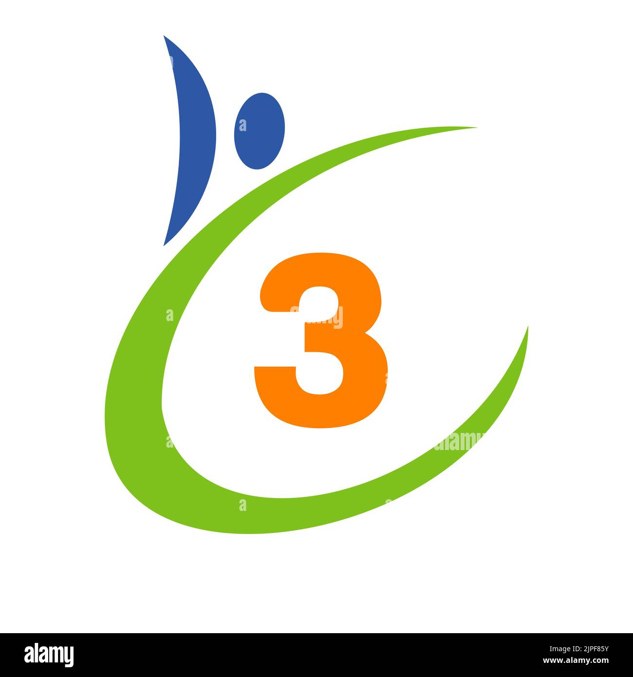 Human Health Logo On Letter 3. Letter 3 Health Care Logo. Bio Sign ...